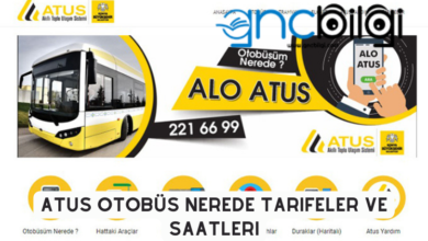 Atus Otobüs Nerede 2025 - Tarifeler ve Saatleri - Gncbilgi