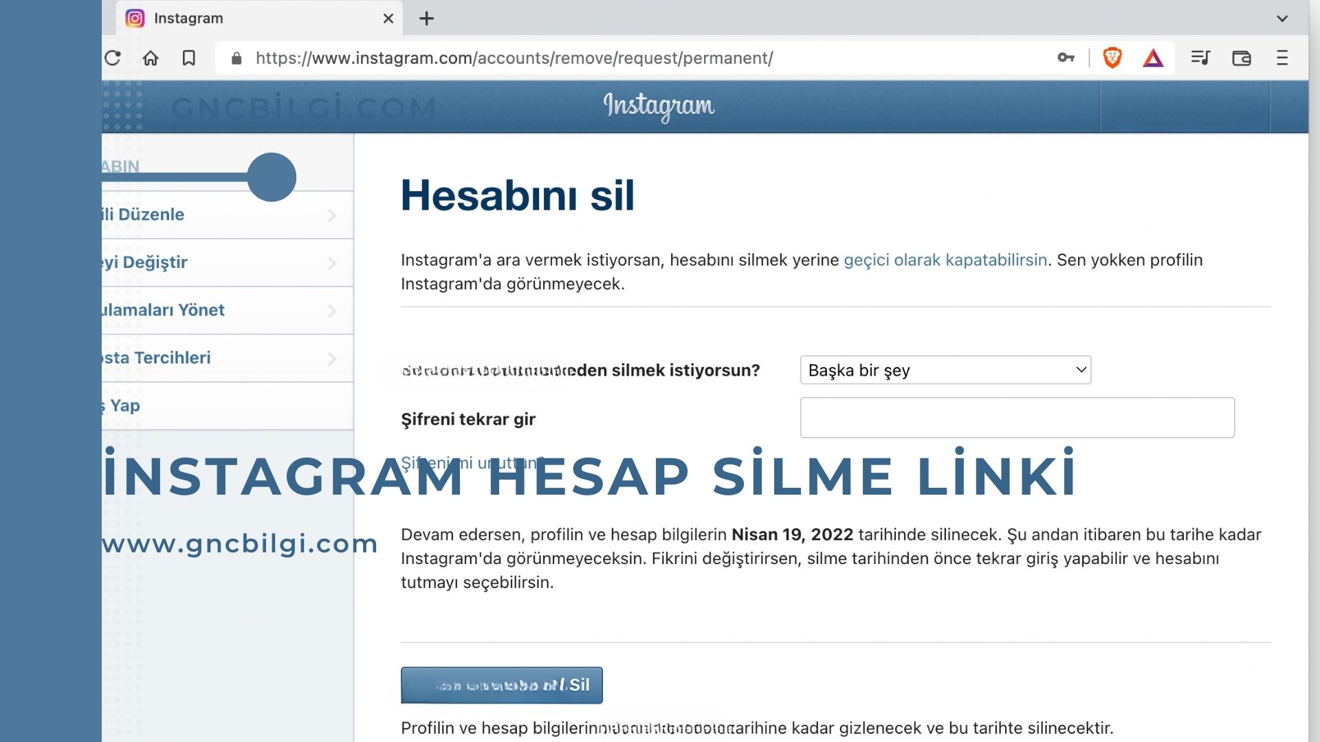 İnstagram Hesap Silme Linki 2025 (help.instagram.com) » Gncbilgi